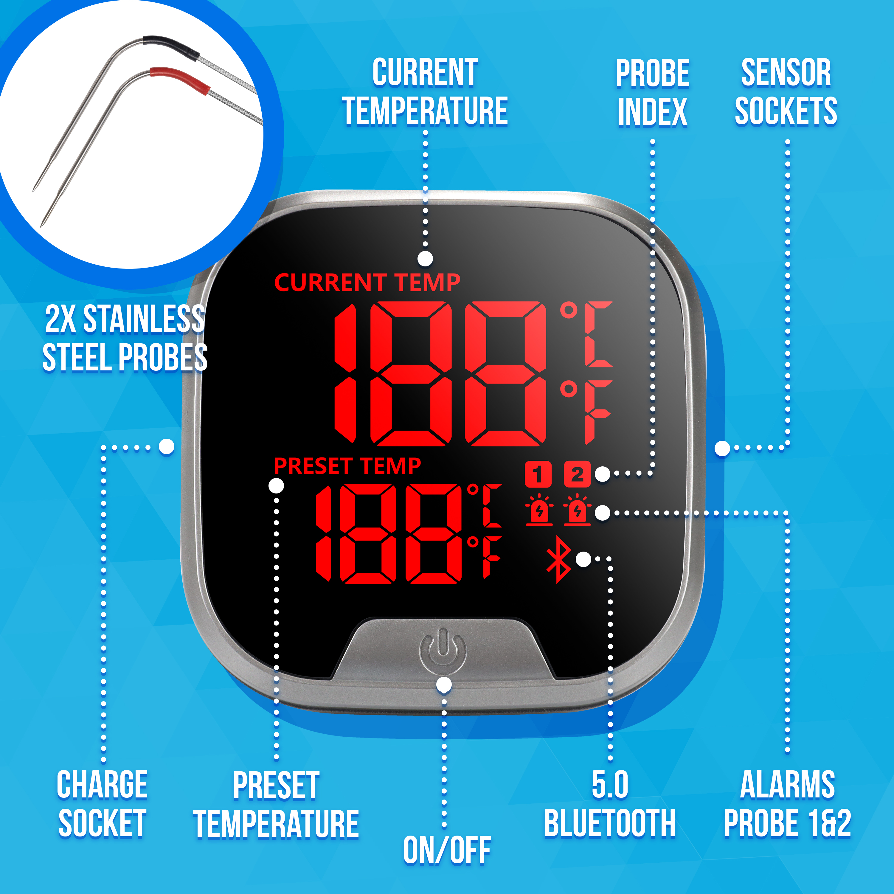 Smart BBQ Meat Thermometer with App - Silvergear